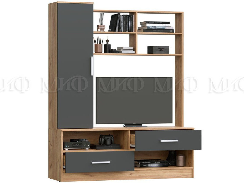 Гостиная Мартина центральная секция Графит, Дуб крафт купить в интернет ...